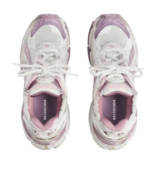 Balenciaga Runner Glitter Sneakers - White/lilac/pink