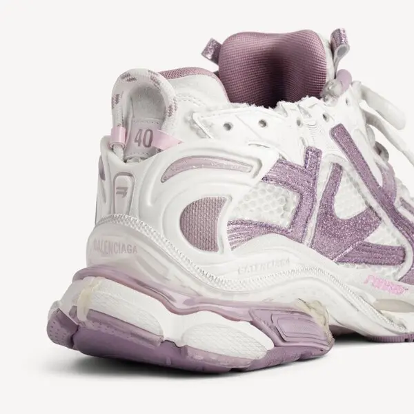 Balenciaga Runner Glitter Sneakers - White/lilac/pink