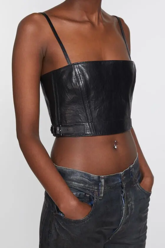 Acne Studios Leather Crop Top