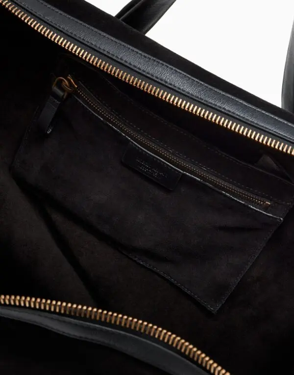 Giorgio Armani Logo Patch Zip-up Duffle Bag - Black