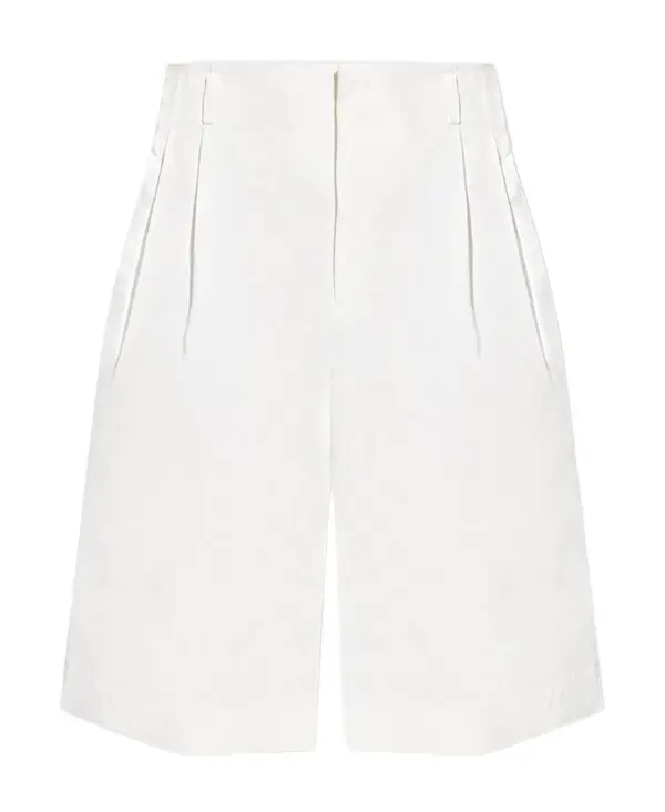 Comme Des Garçons Pleated Wide-leg Bermuda Shorts - White