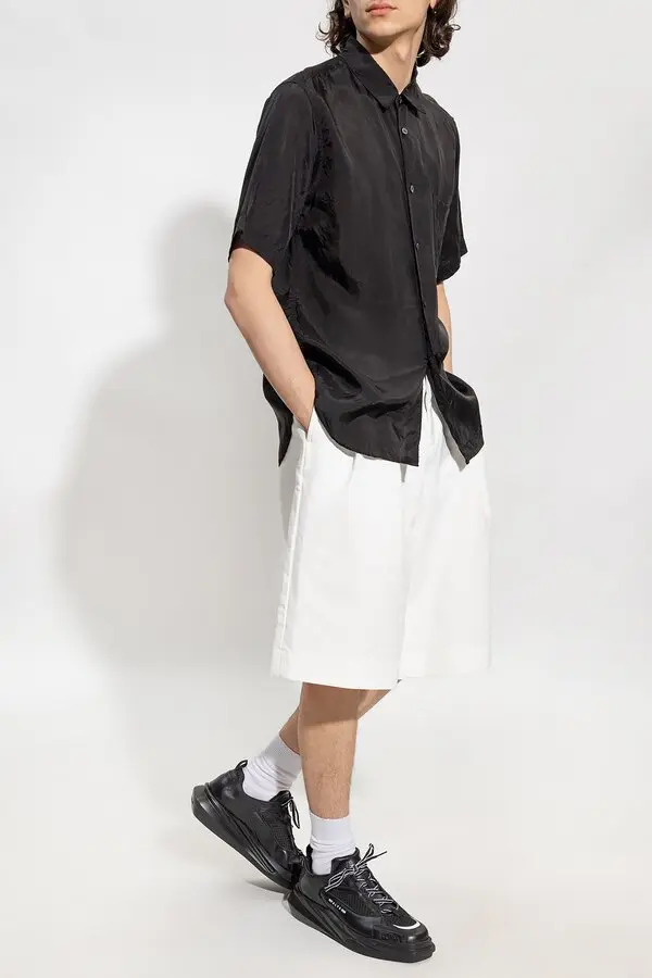 Comme Des Garçons Pleated Wide-leg Bermuda Shorts