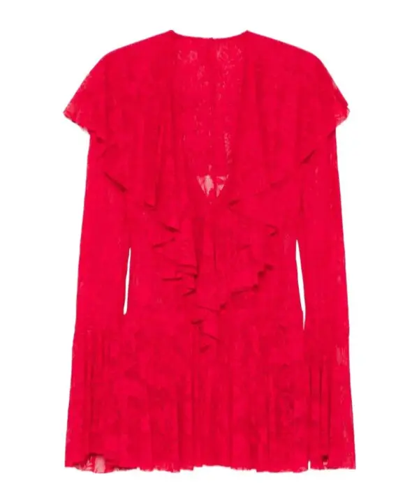 Norma Kamali Laced Deep-v Ruffled Mini Dress