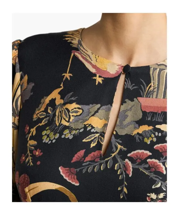 Etro Scenic Floral Print Long Sleeve Dress - Multicolor