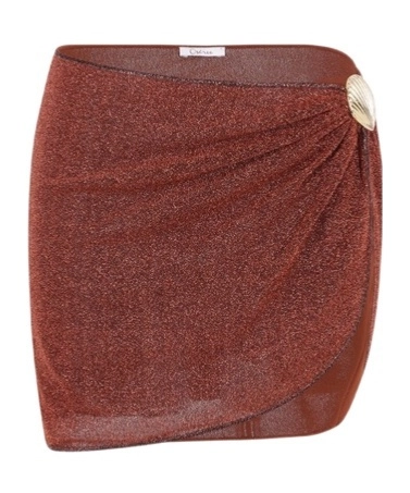 Oseree Asymmetrical Mini Skirt - Brown