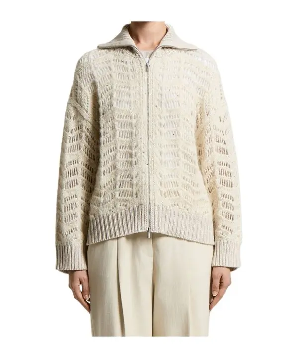 Peserico Openwork Knit Cardigan - White