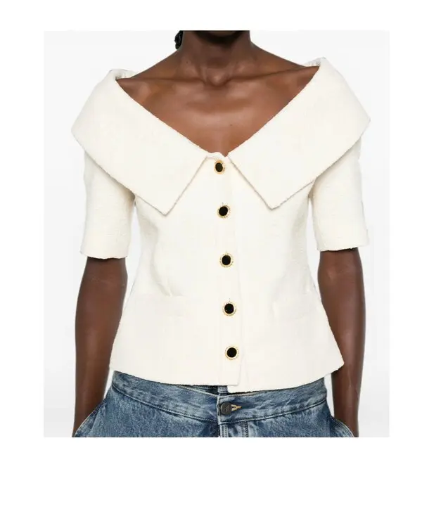 Alessandra Rich Off-shoulder Button-up Jacket