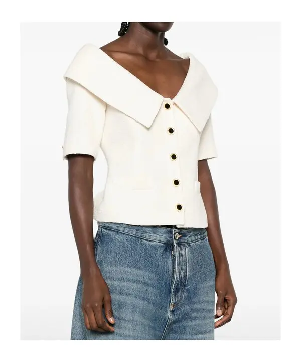 Alessandra Rich Off-shoulder Button-up Jacket