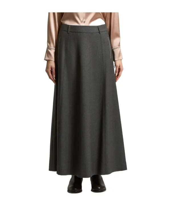 Peserico Belt-loop Maxi Skirt - Grey