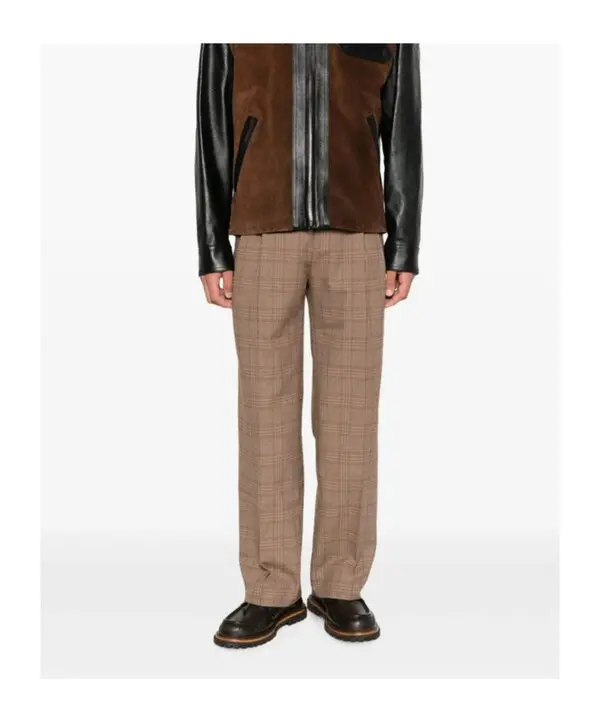 Drole De Monsieur Check Pattern Pleated Trousers