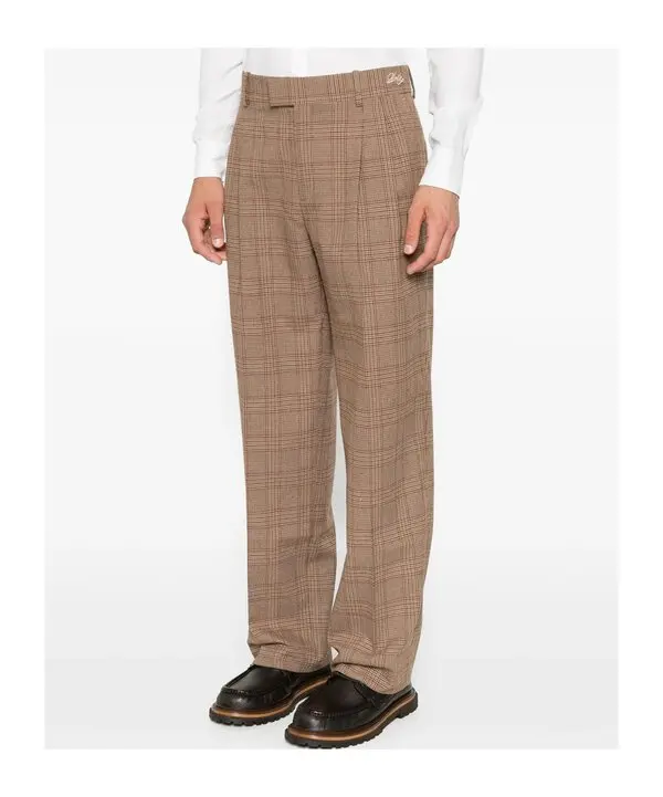 Drole De Monsieur Check Pattern Pleated Trousers