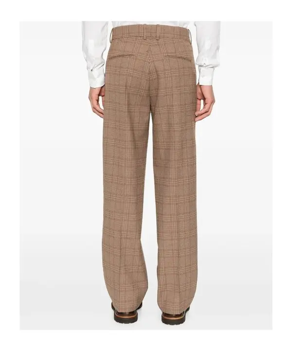 Drole De Monsieur Check Pattern Pleated Trousers