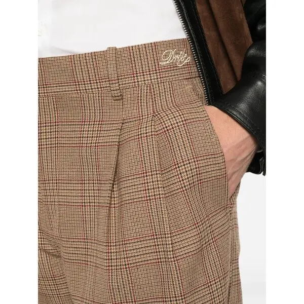 Drole De Monsieur Check Pattern Pleated Trousers