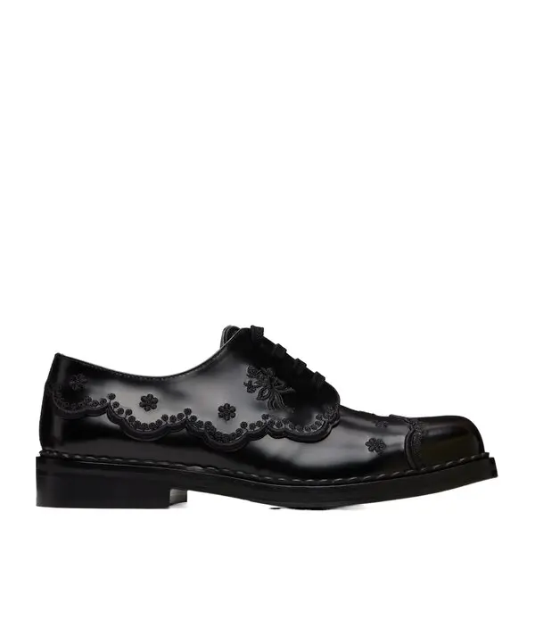 Simone Rocha Floral-lace Brogues - Black