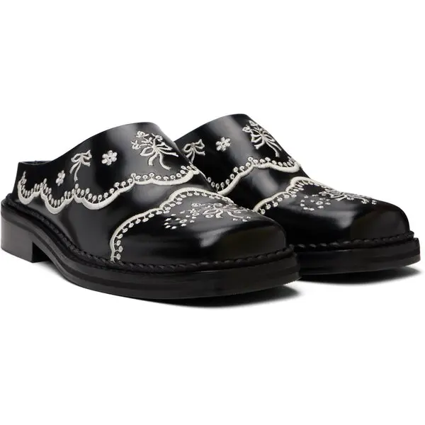 Simone Rocha Embroidered Leather Mules
