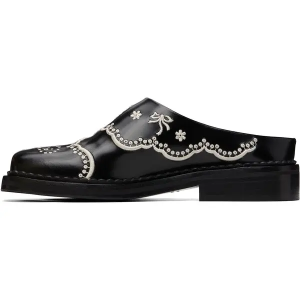 Simone Rocha Embroidered Leather Mules