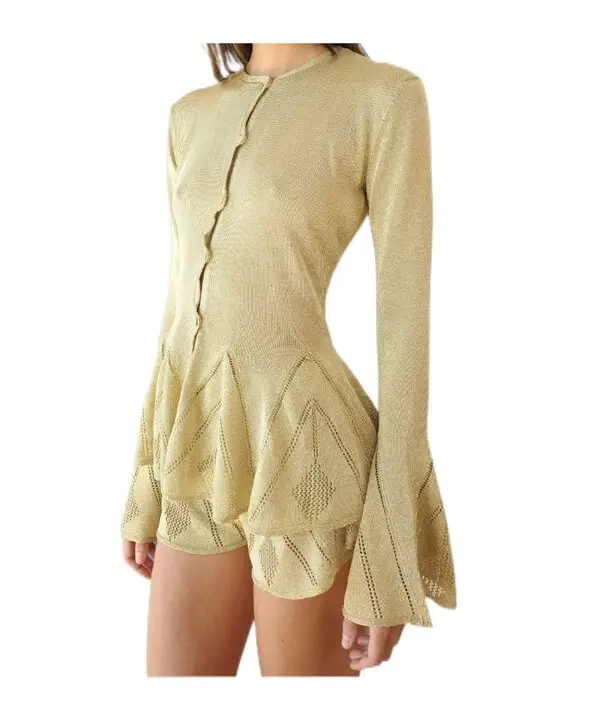 CONNER IVES Knitted Openwork Lace Cardigan - Golden