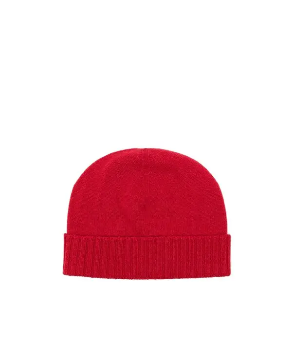 Malo Ribbed-trim Knitted Beanie Hat - Red