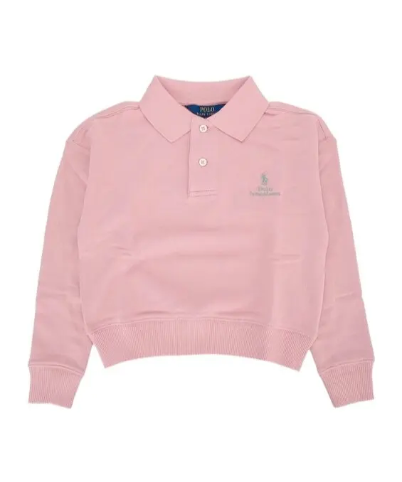 Polo Ralph Lauren Long-sleeved Polo Shirt With Button Placket And Ribbed Details - Pink