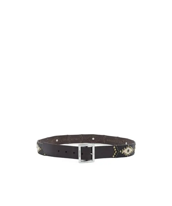 GOLDEN GOOSE Sierra Studded Leather Belt - Black