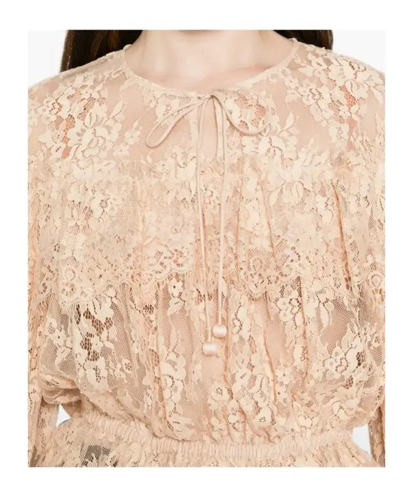 Sea Ruffled Lace Blouse