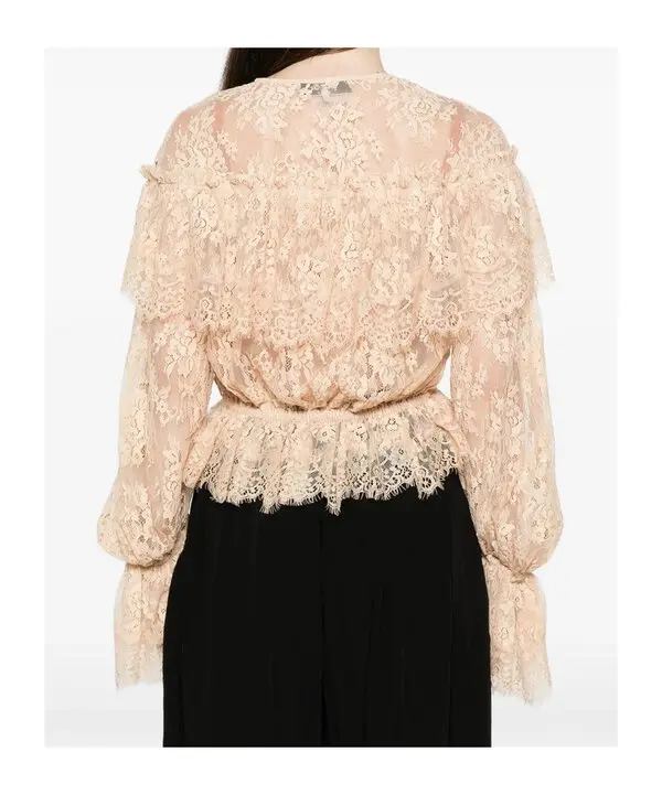 Sea Ruffled Lace Blouse - Khaki