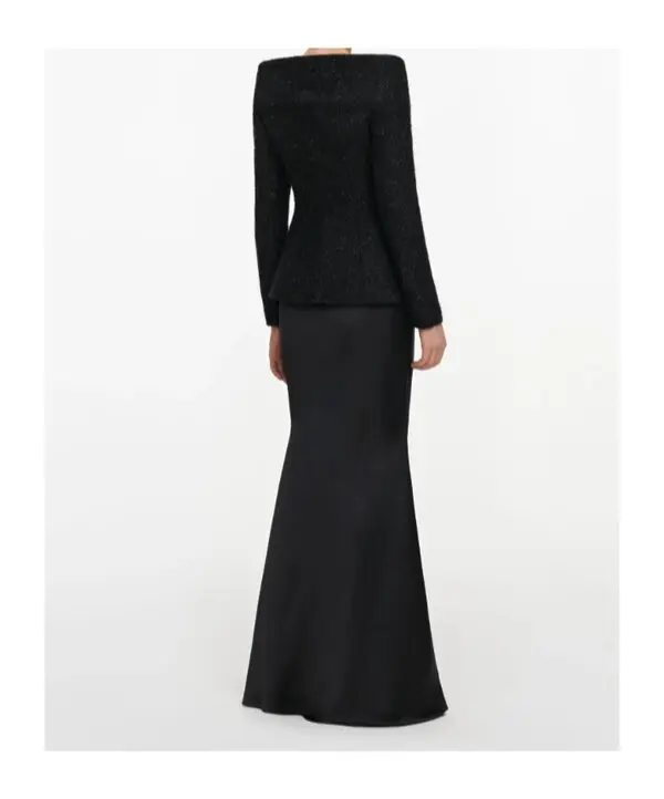 SELF-PORTRAIT Metallic Boucle Satin Maxi Dress