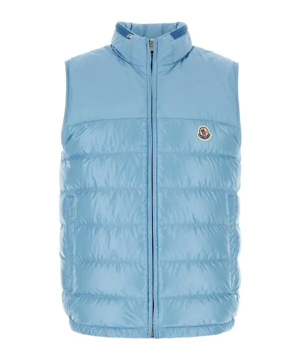 Moncler Logo Patch Zip-up Vest - Light Blue