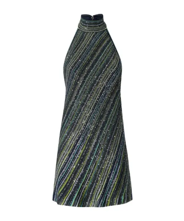 Missoni Mini Dress With Open Back And Sequins - Green