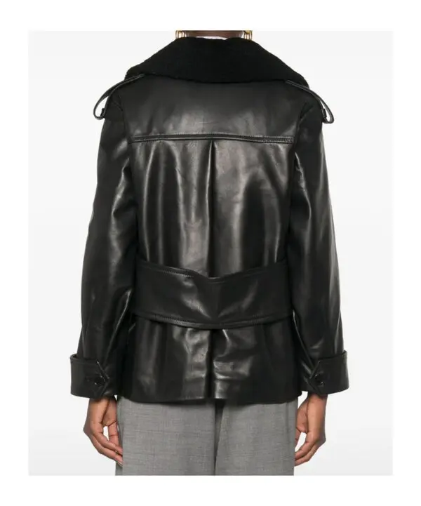 SALVATORE SANTORO Shearling-collar Double-breasted Jacket
