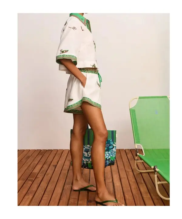 ALEMAIS Wanda Embroidered Cropped Shirt