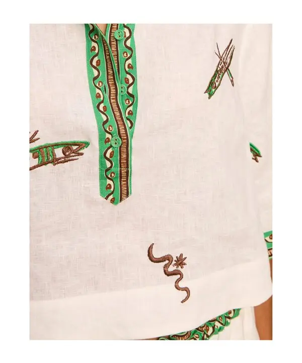 ALEMAIS Wanda Embroidered Cropped Shirt
