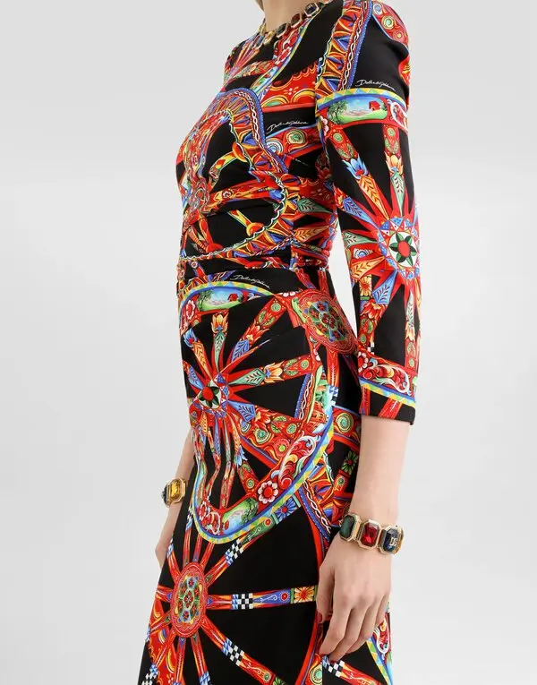 Dolce & Gabbana Carretto-printed Charmeuse Dress