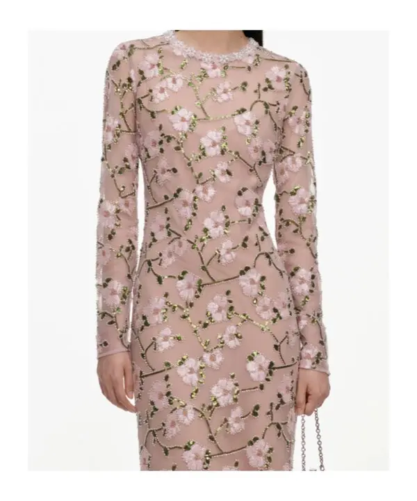 SELF-PORTRAIT Floral Sequin Maxi Dress