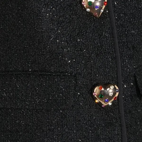 SELF-PORTRAIT Metallic Boucle Jacket With Detachable Faux Fur Cuffs