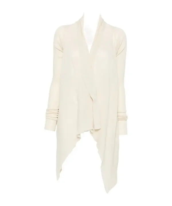 Rick Owens Asymmetric Draped Shawl Collar Cardigan - White