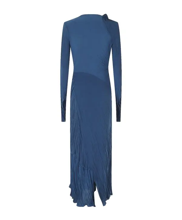 Victoria Beckham Long Sleeve Asymmetrical Hem Dress - Dark Ocean
