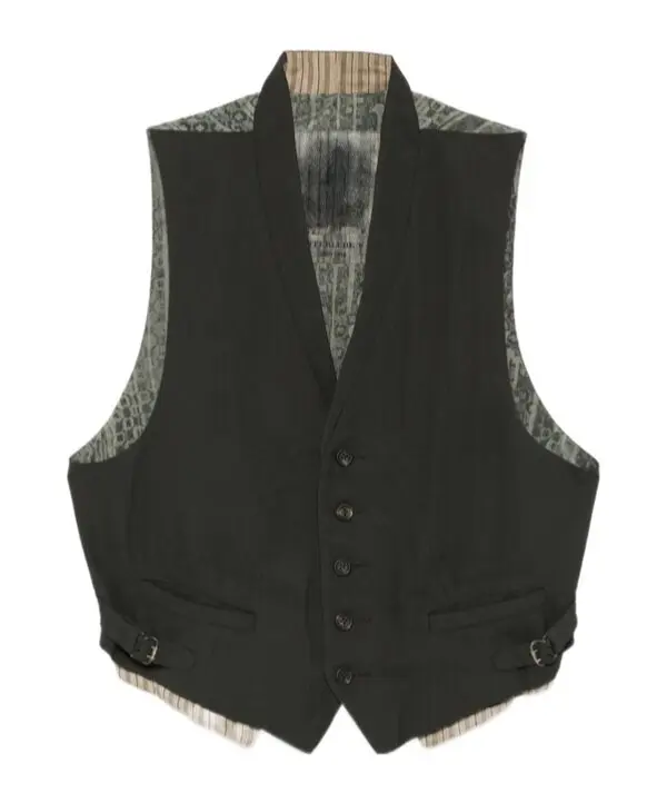 ZIGGY CHEN Patterned-back Waistcoat - Dark Green