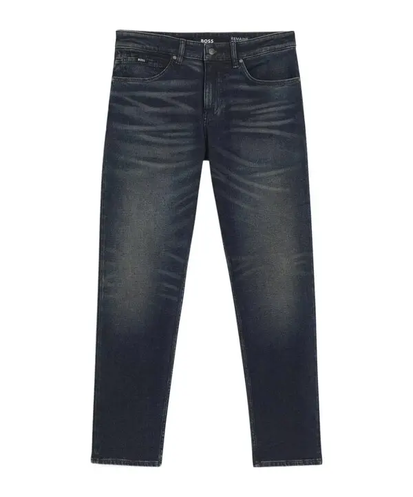 Hugo Boss Regular-fit Jeans In Indigo Stretch Cotton-blend - Dark Blue