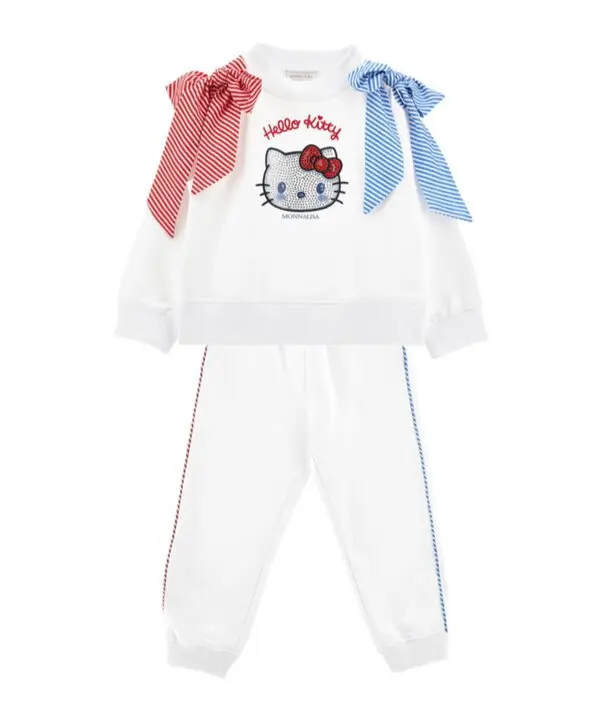 Monnalisa X Hello Kitty Graphic-print Tracksuit With Bow Detail - White