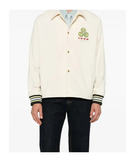 Drole De Monsieur Long Sleeve Casual Jacket With Logo Print