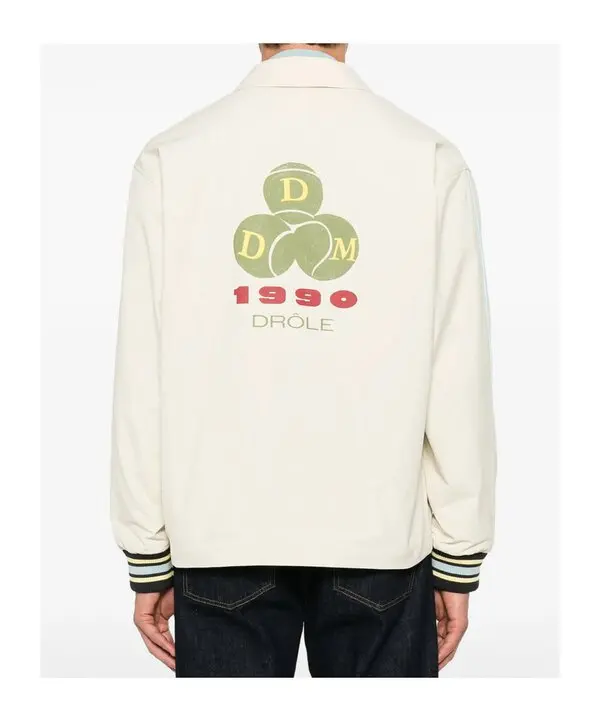 Drole De Monsieur Long Sleeve Casual Jacket With Logo Print