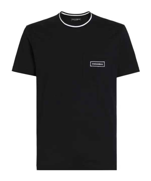 Dolce & Gabbana Logo Patch Cotton T-shirt - Deep Blue