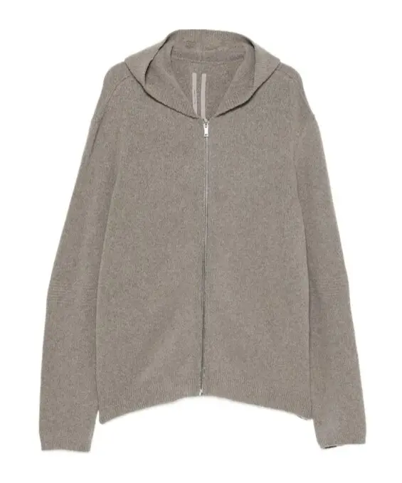 Rick Owens Zip-up Hoodie With Ribbed Details - Nude
