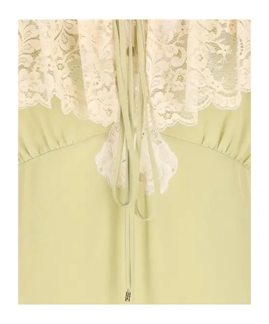 Chloé Sleeveless Maxi Dress With Lace Trim And Draped Tie Detail