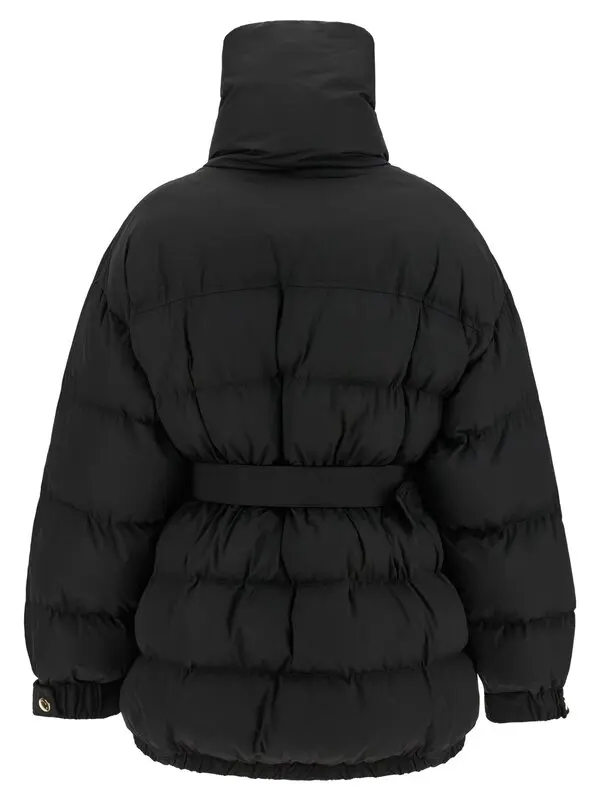 Balmain Belted Hooded Down Jacket - Black