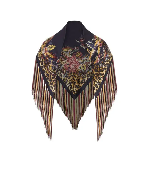 Etro Tasseled Square Scarf - Black