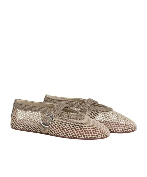 Alaïa Fishnet And Satin Cord Ballet Flats