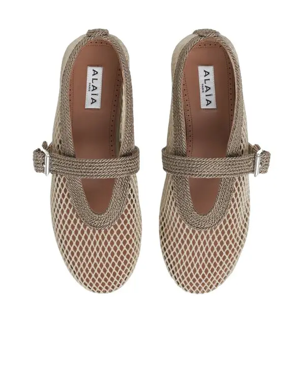 Alaïa Fishnet And Satin Cord Ballet Flats