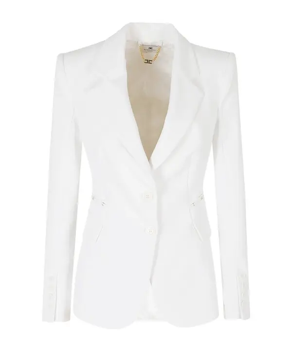 Elisabetta Franchi Notched-lapels Single-breasted Blazer - White